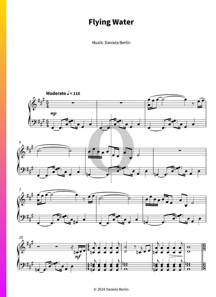 Flying Water (Daniela Berlin) Piano Sheet Music - OKTAV