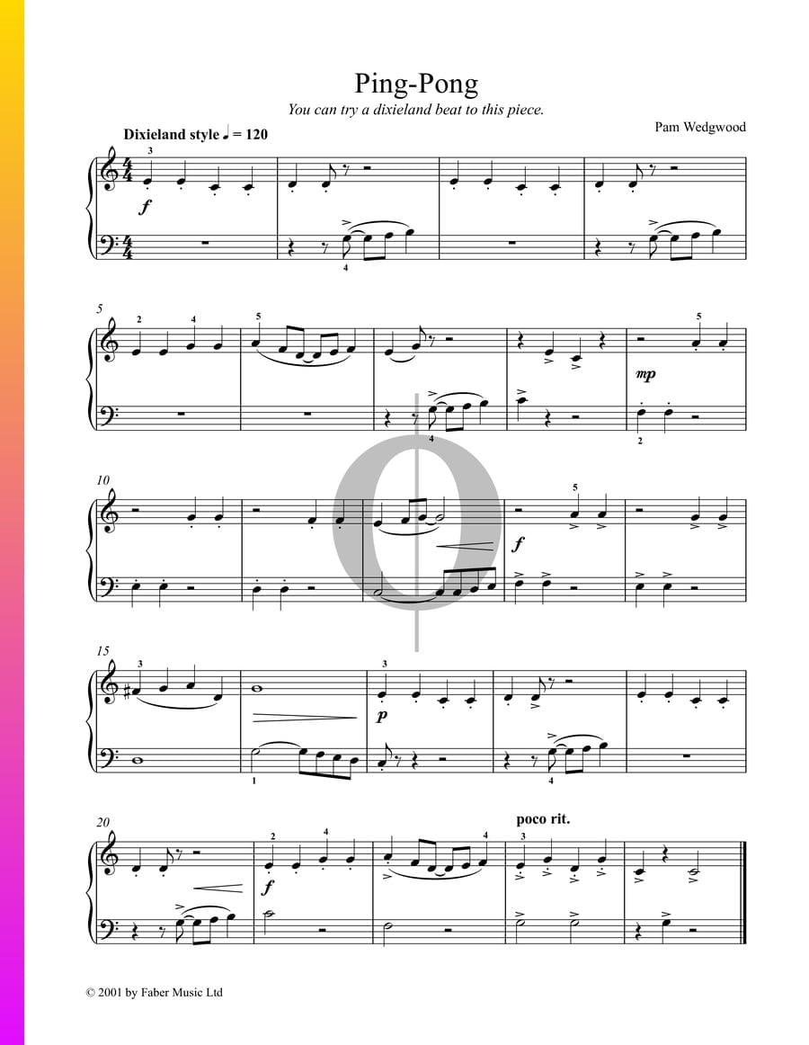 Ping-Pong (Pam Wedgwood) Piano Sheet Music - OKTAV
