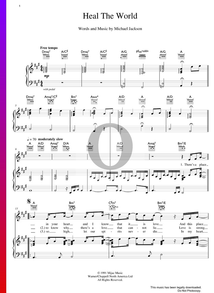 Heal The World (Michael Jackson) Piano Sheet Music - OKTAV