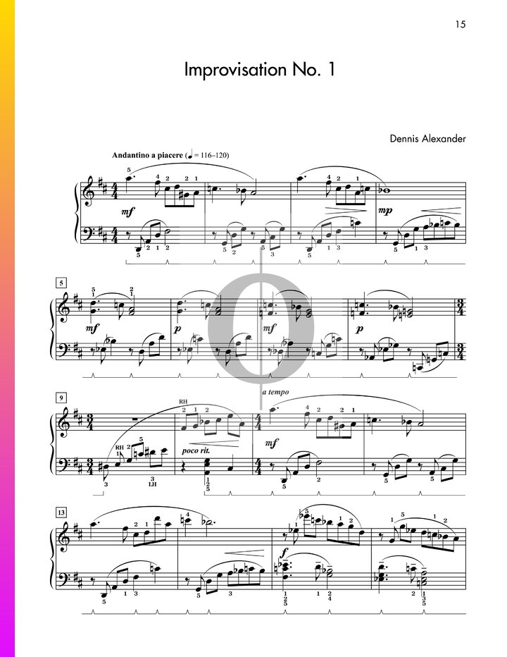 Improvisation No. 1 (Dennis Alexander) Piano Sheet Music - OKTAV