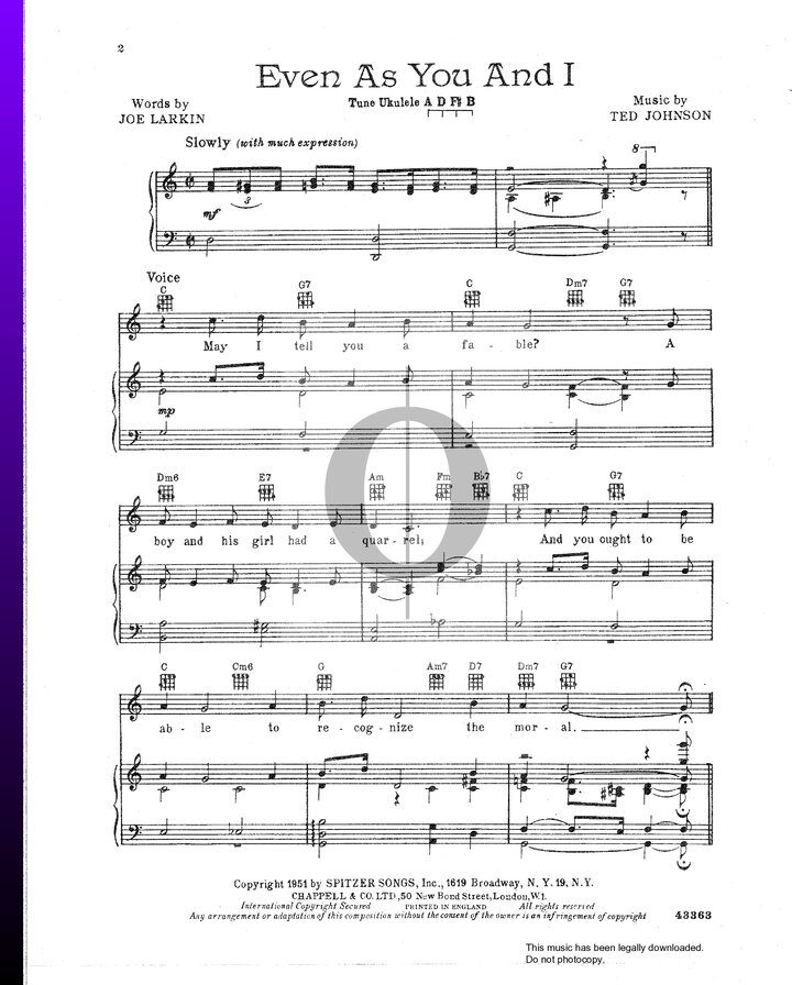 Even As You And I (Ella Fitzgerald) Piano Sheet Music - OKTAV