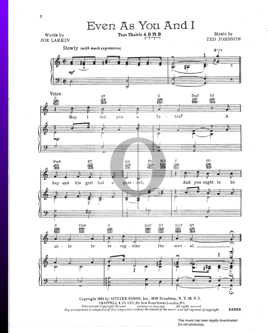 Even As You And I (Ella Fitzgerald) Piano Sheet Music - OKTAV