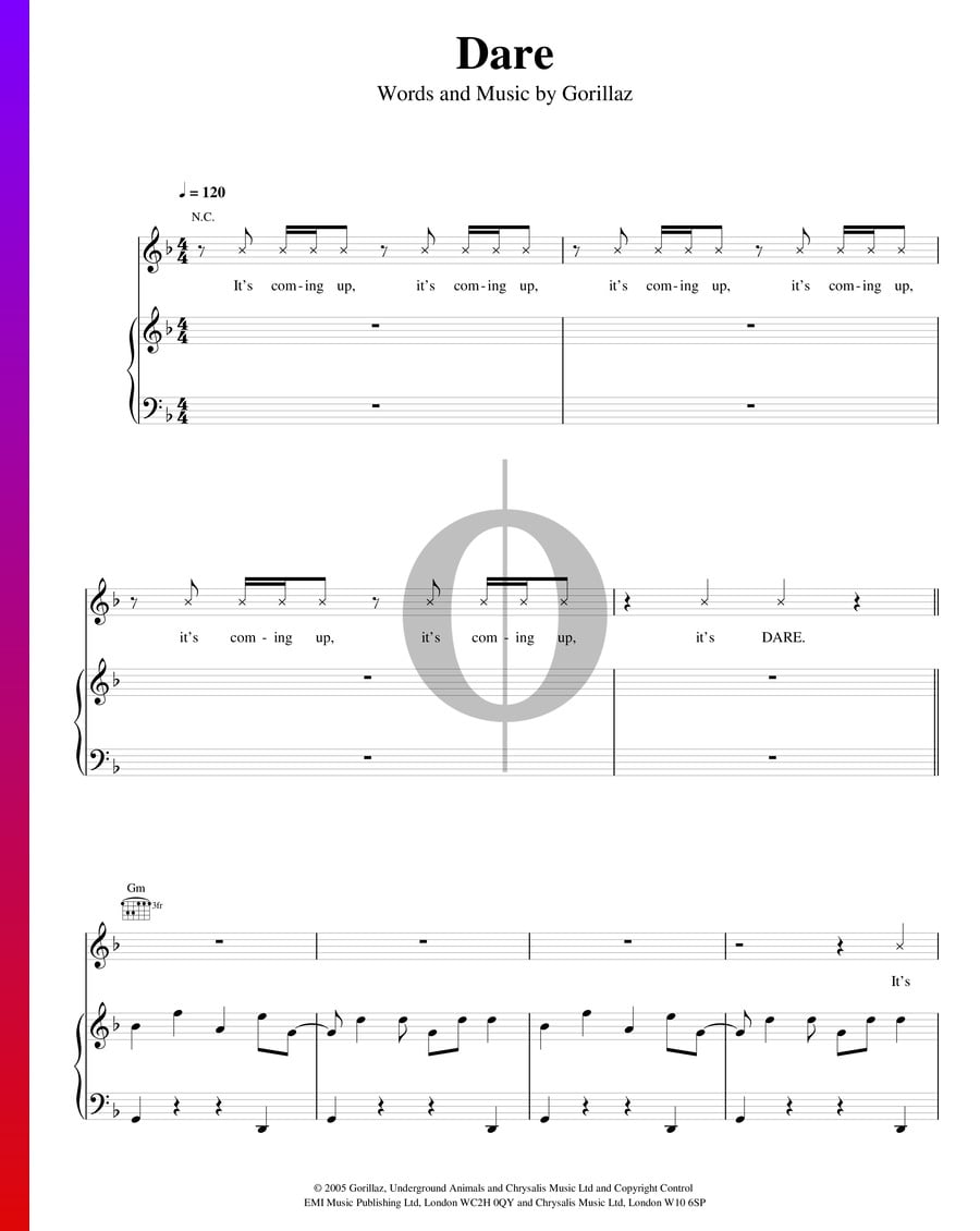 Dare (Gorillaz) Piano Sheet Music - OKTAV