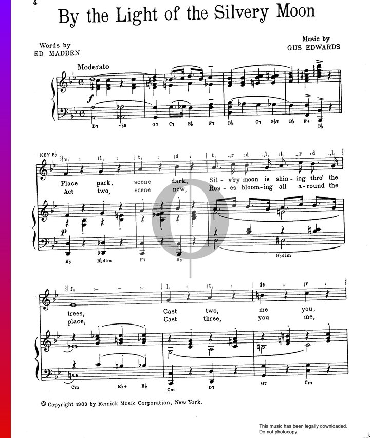 By The Light Of The Silvery Moon (Gus Edwards) Piano Sheet Music - OKTAV