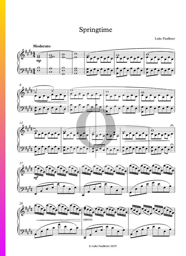 Springtime (Luke Faulkner) Piano Sheet Music - OKTAV