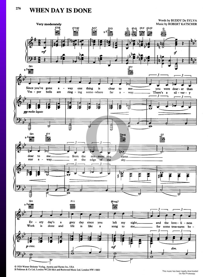 When Day is Done (Paul Whiteman) Piano Sheet Music - OKTAV