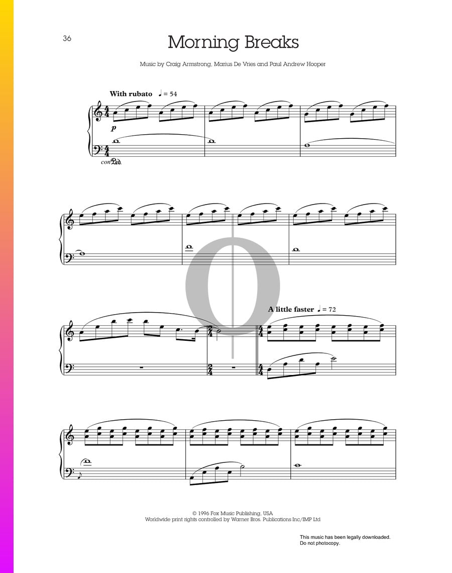 Morning Breaks (Craig Armstrong) Piano Sheet Music - OKTAV