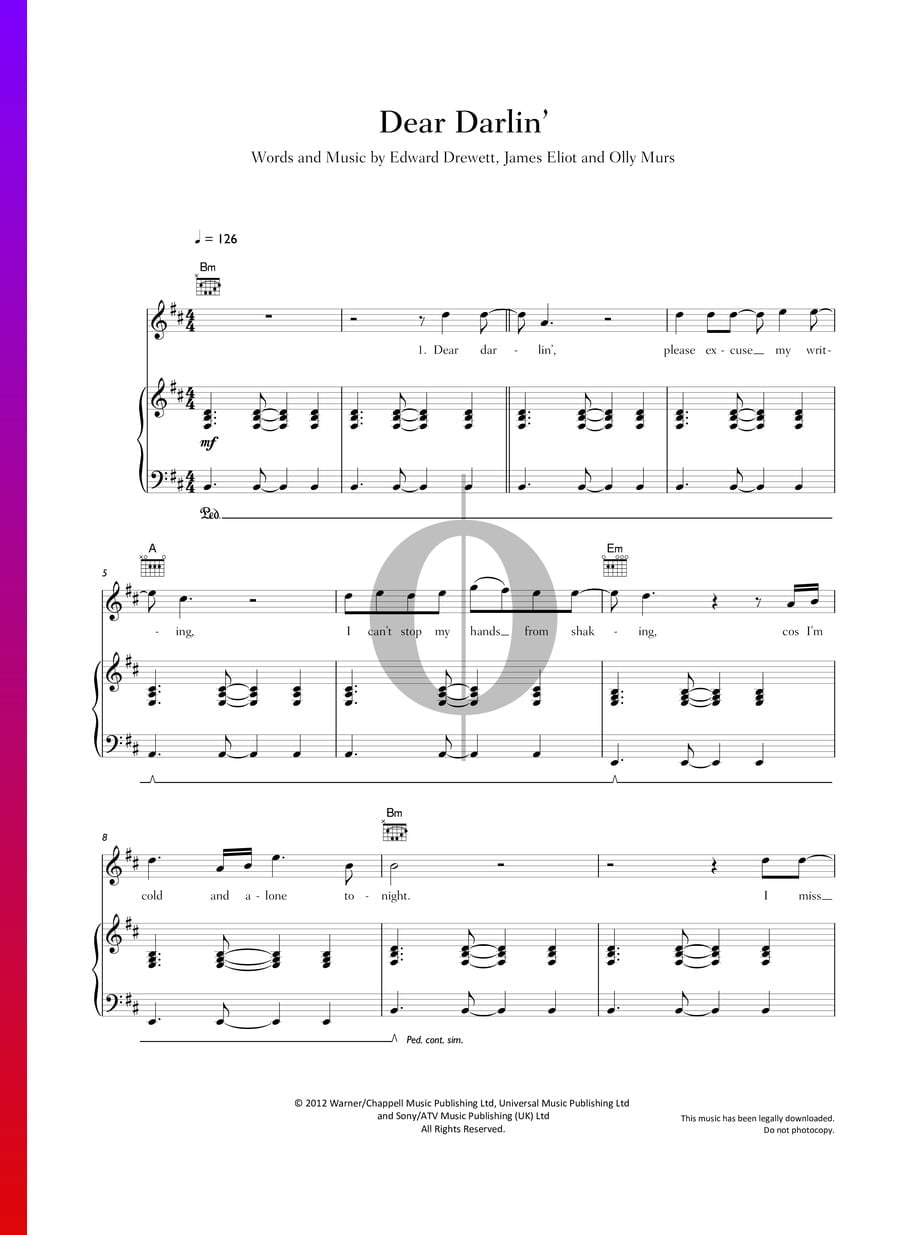 Dear Darlin' (Olly Murs) Piano Sheet Music - OKTAV