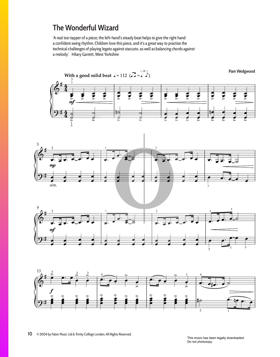 The Wonderful Wizard (Pam Wedgwood) Piano Sheet Music - OKTAV