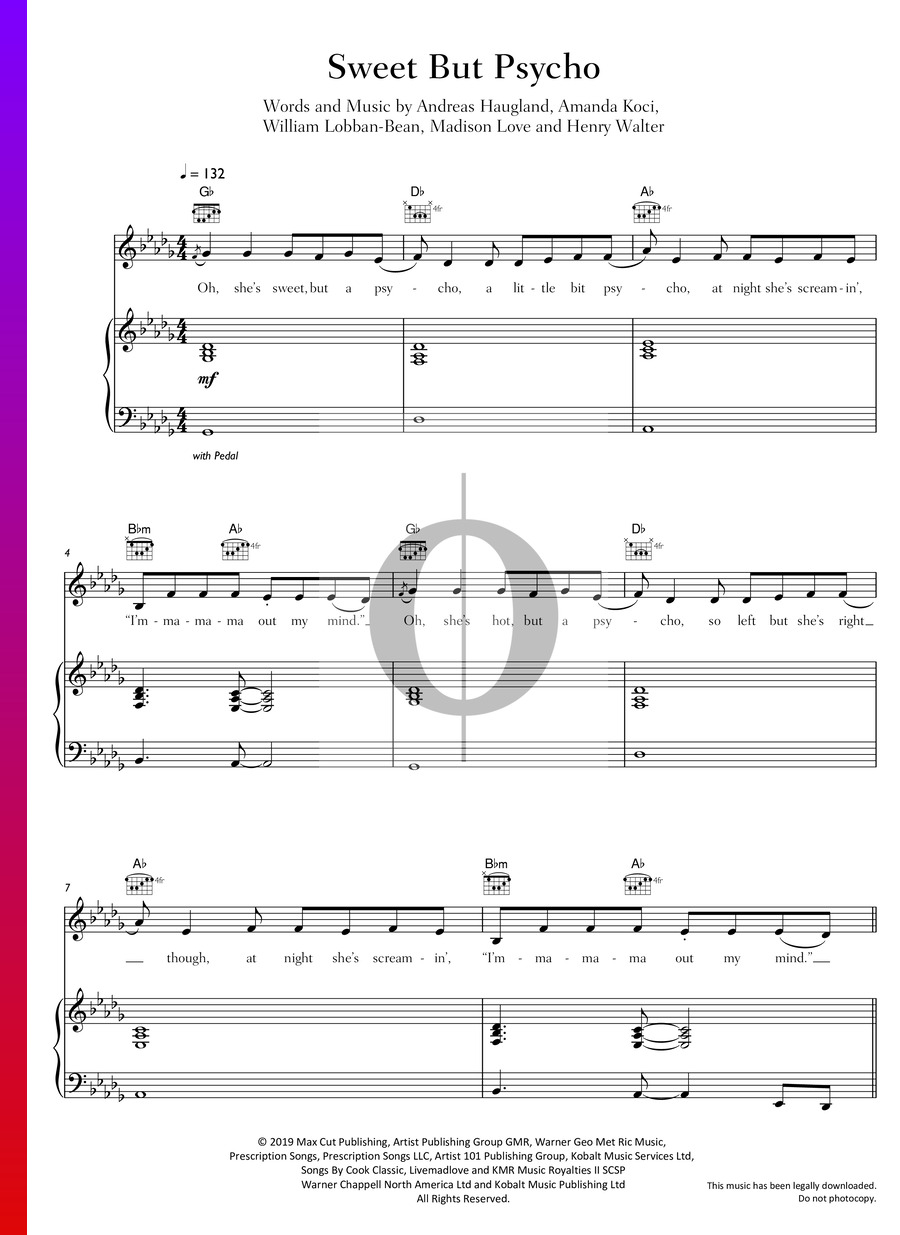 Sweet But Psycho (Ava Max) Piano Sheet Music - OKTAV