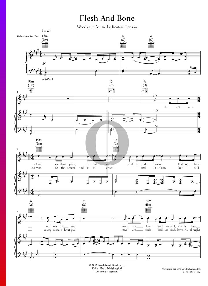 Flesh And Bone (Keaton Henson) Piano Sheet Music - OKTAV