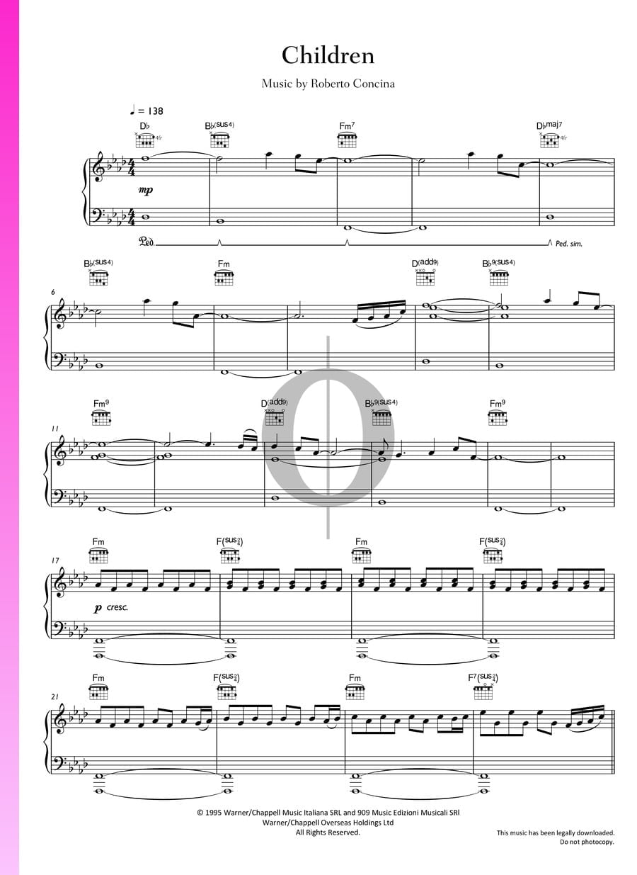 Children (Robert Miles) Piano Sheet Music - OKTAV
