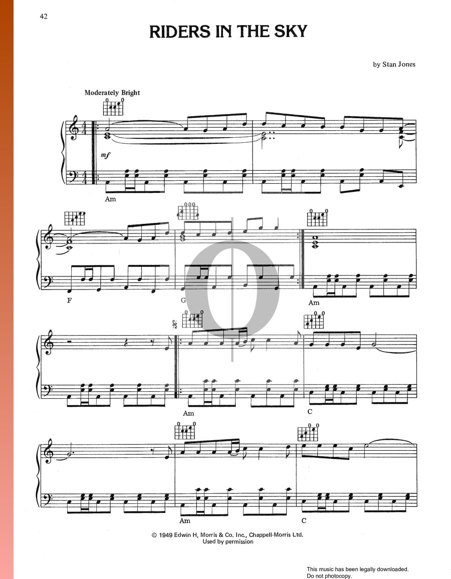 (Ghost) Riders In The Sky (Stan Jones) Piano Sheet Music - OKTAV