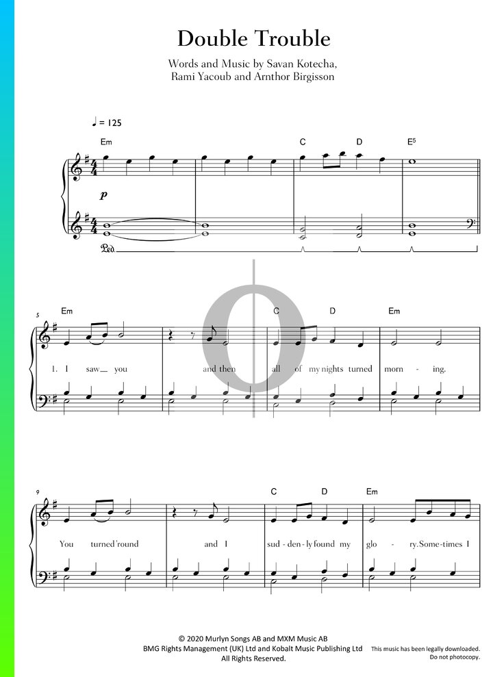 Double Trouble Piano Sheet Music from Eurovision Song Contest: The ...