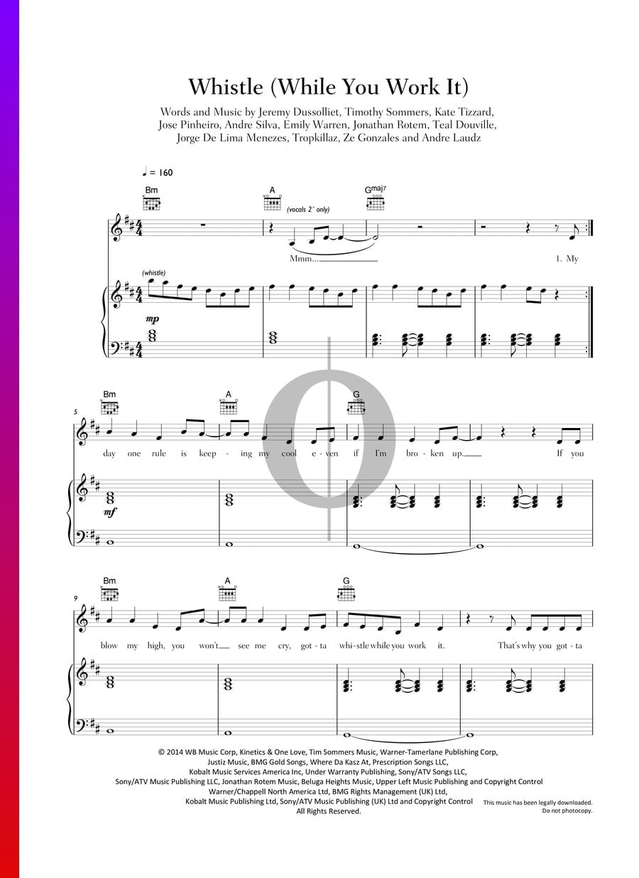 Whistle (While You Work It) (Katy Tiz) Piano Sheet Music - OKTAV