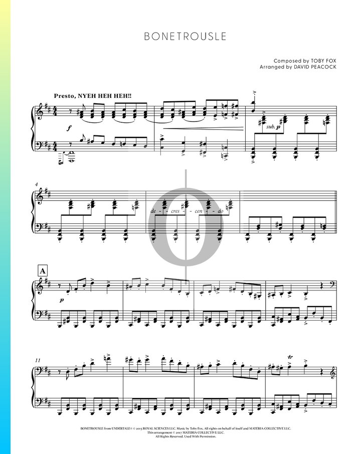 Bonetrousle (Toby Fox) Piano Sheet Music - OKTAV