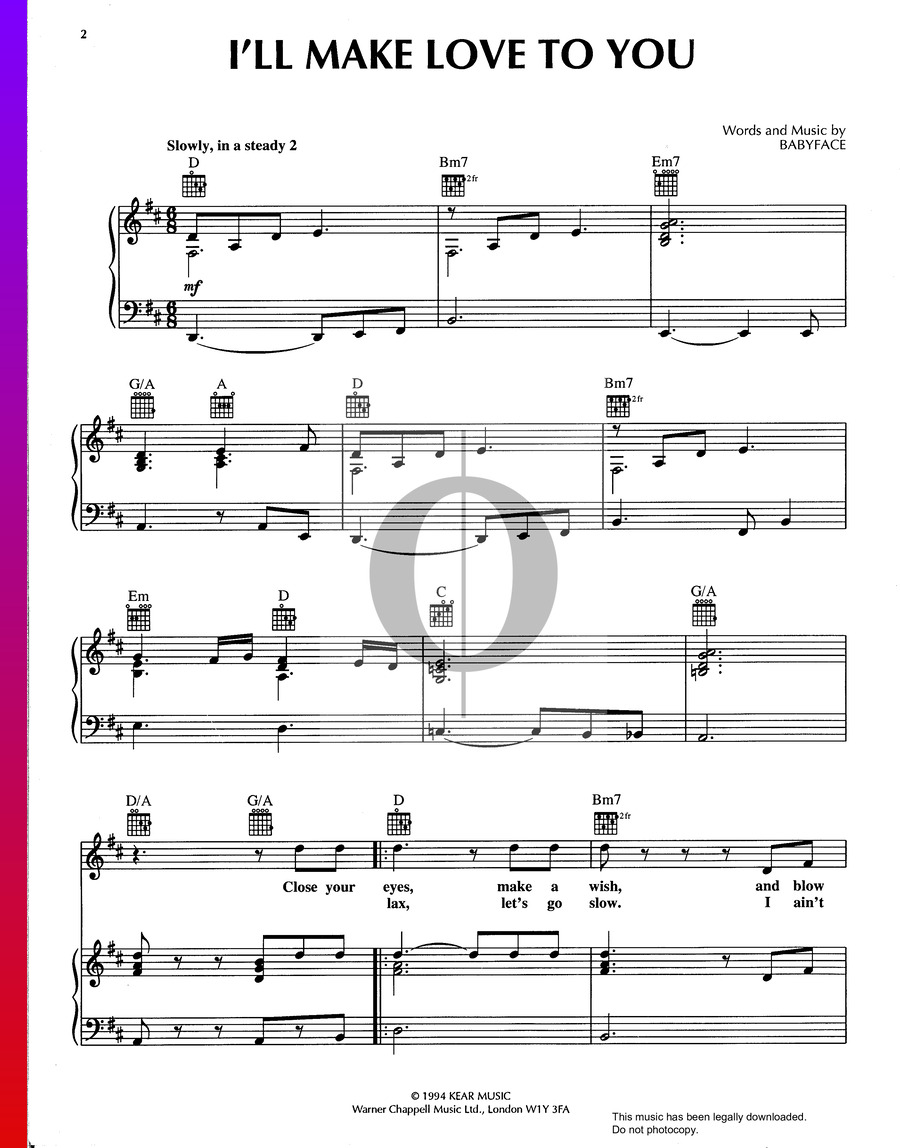 I Ll Make Love To You Boyz Ii Men Piano Sheet Music Oktav