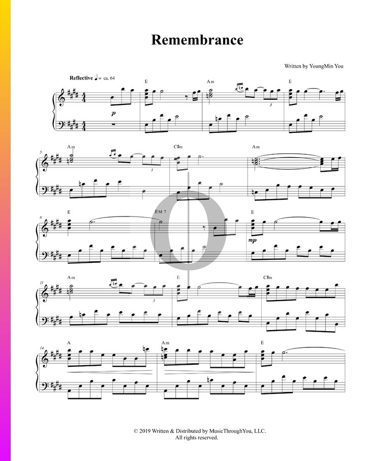 Remembrance (YoungMin You) Piano Sheet Music - OKTAV