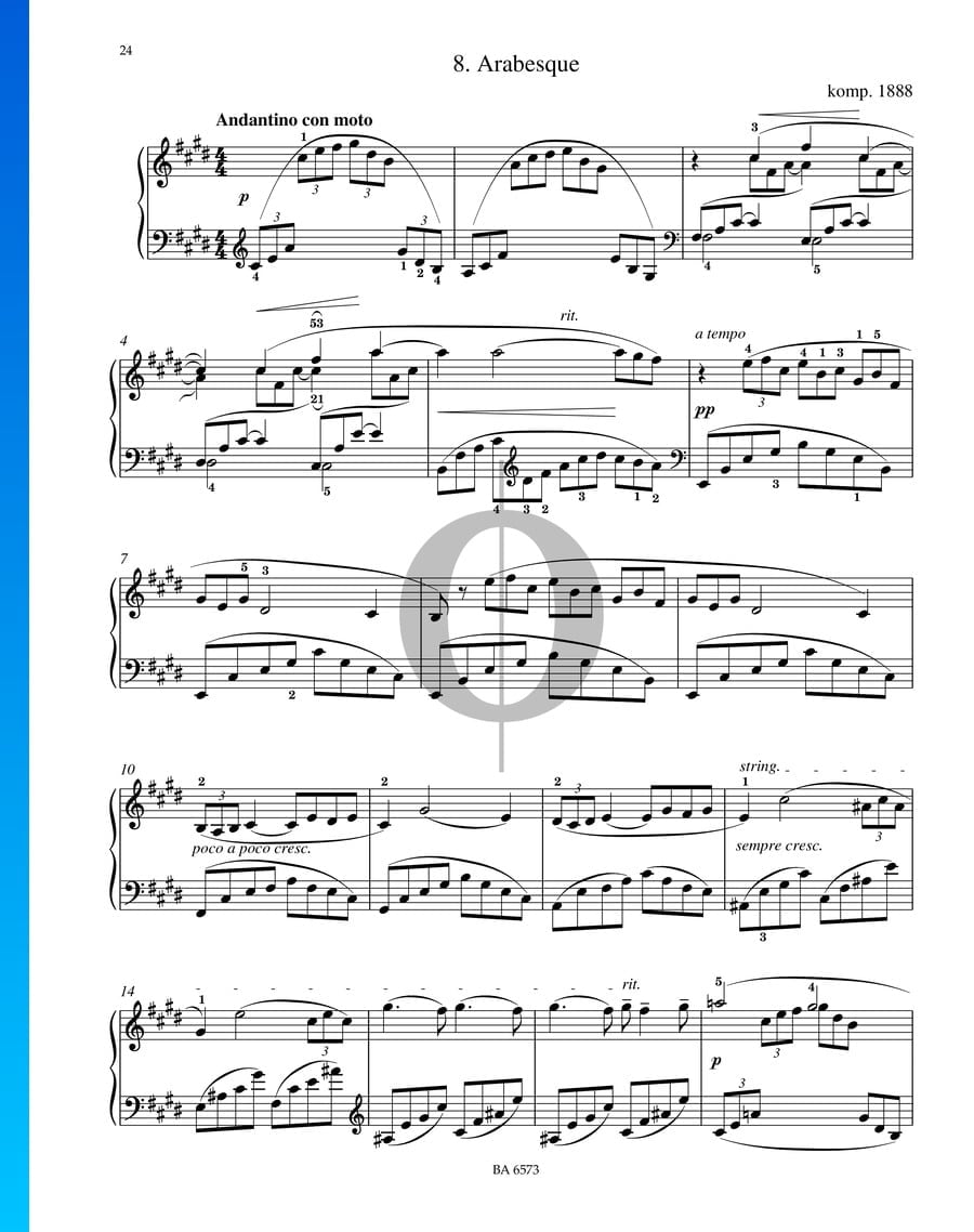Arabesque (Claude Debussy) Piano Sheet Music - OKTAV