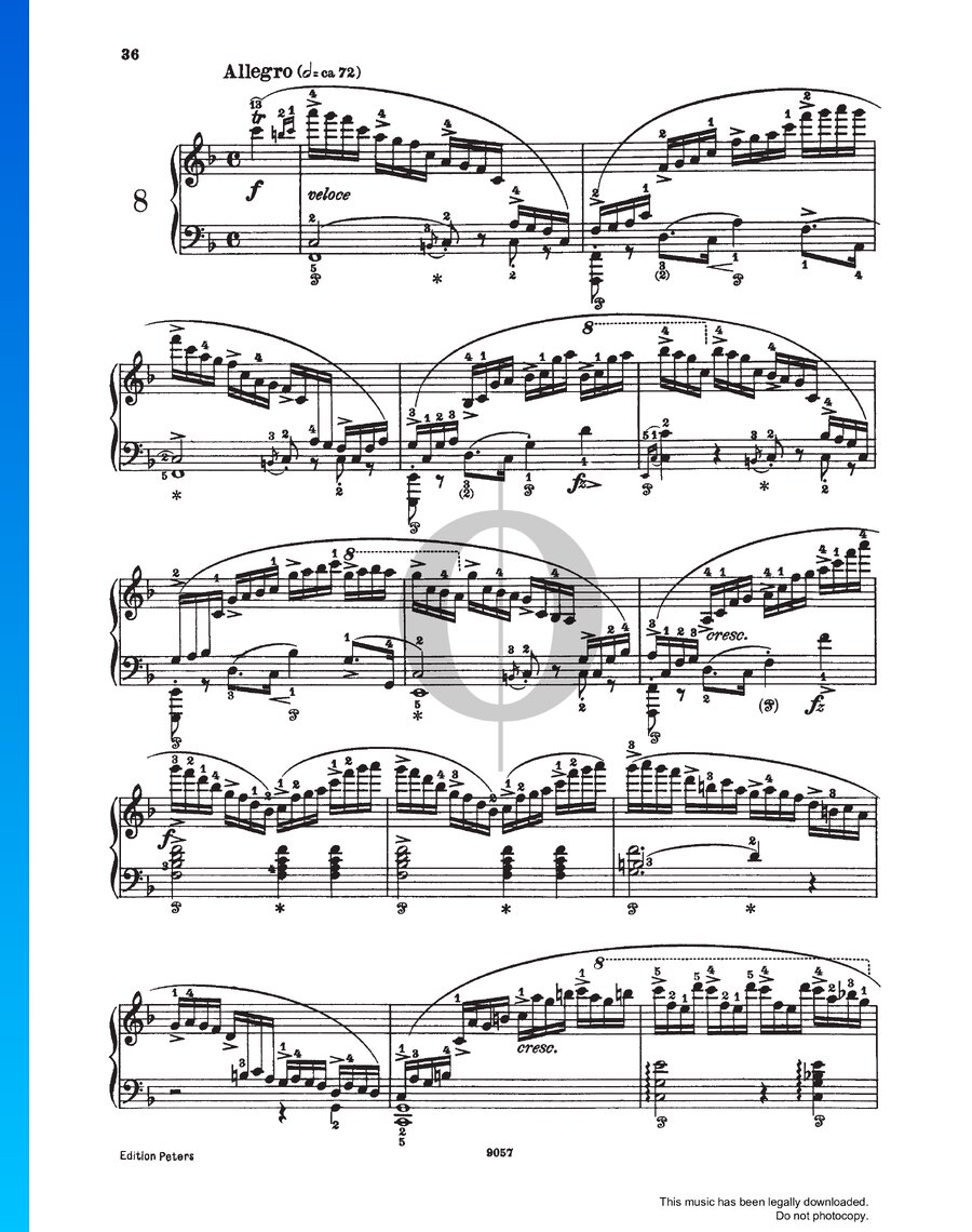 Étude in F Major, Op. 10 No. 8 (Frédéric Chopin) Piano Sheet Music - OKTAV