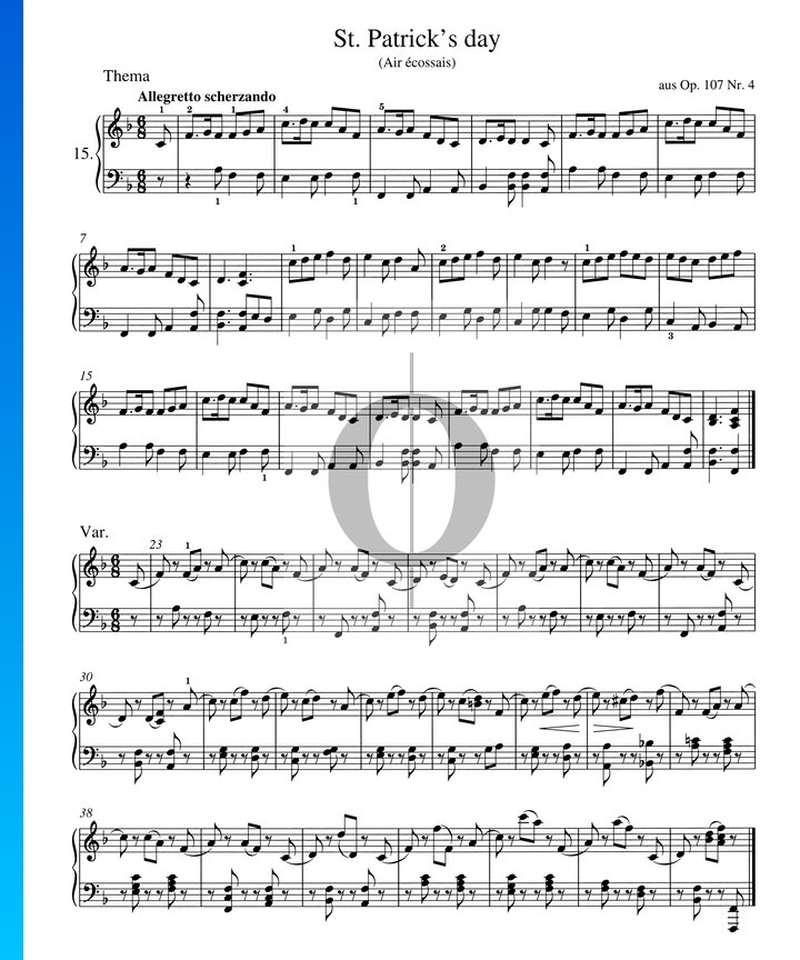 St. Patricks's Day, Op. 107 No. 4 (Ludwig van Beethoven) Piano Sheet ...