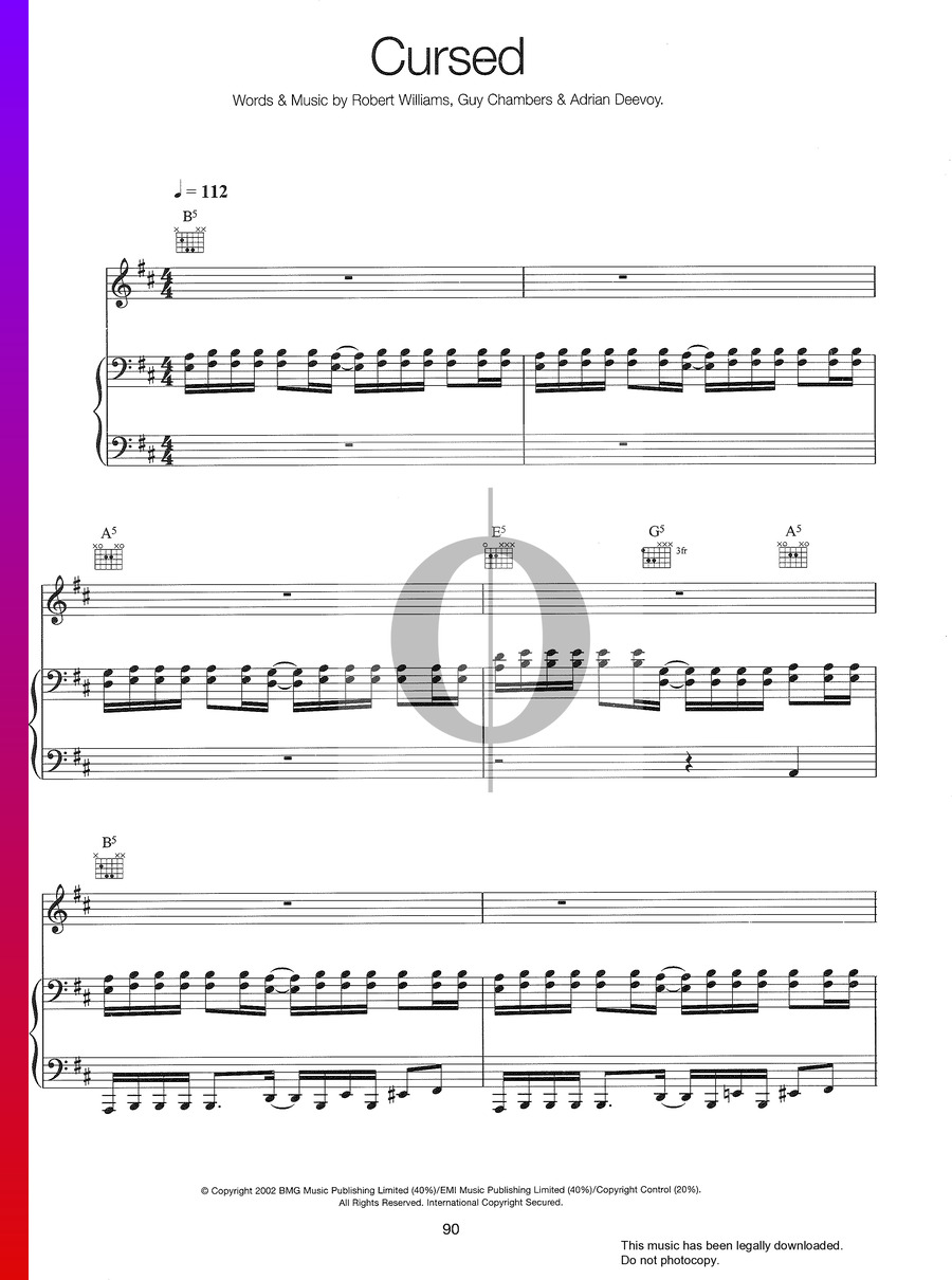 Cursed (Robbie Williams) Piano Sheet Music - OKTAV
