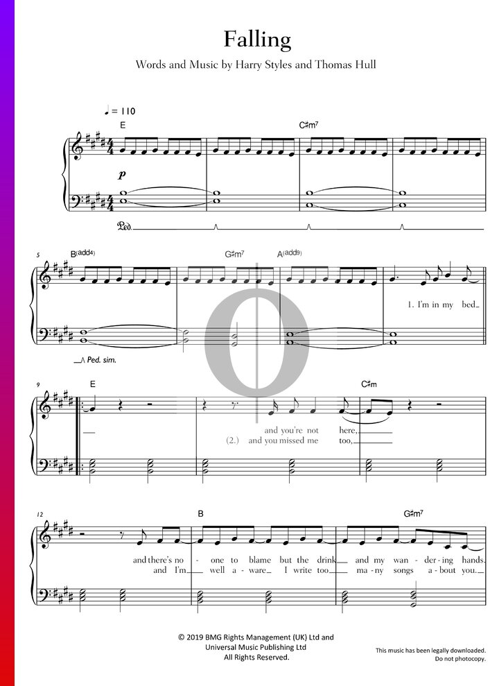 Falling » Harry Styles - Partitions de piano - OKTAV