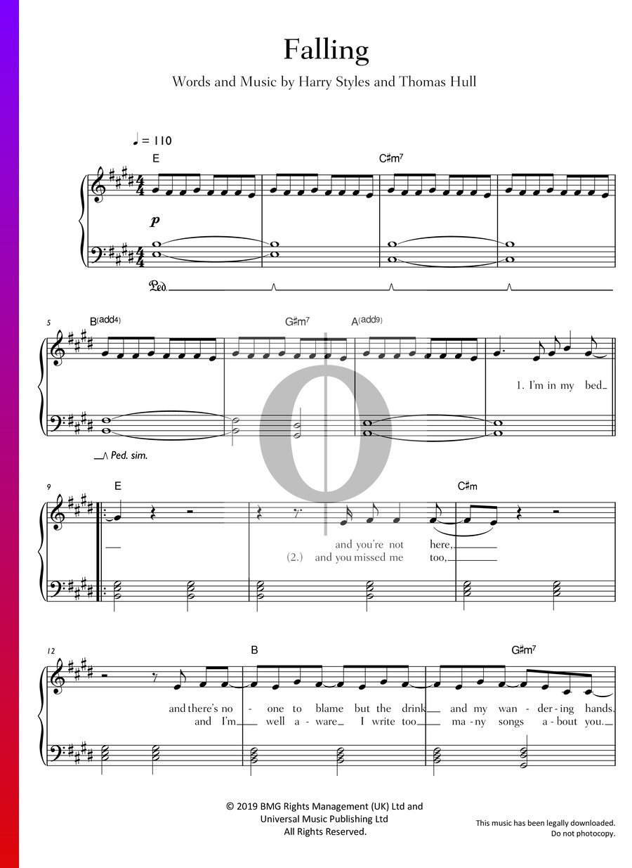 Falling (Harry Styles) Piano Sheet Music - OKTAV