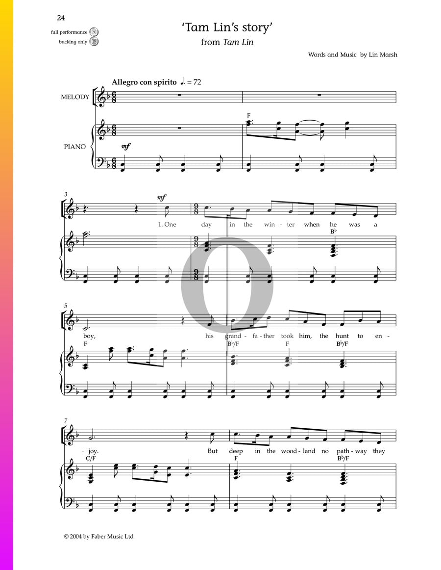 Tam Lin's Story (Lin Marsh) Piano Sheet Music - OKTAV
