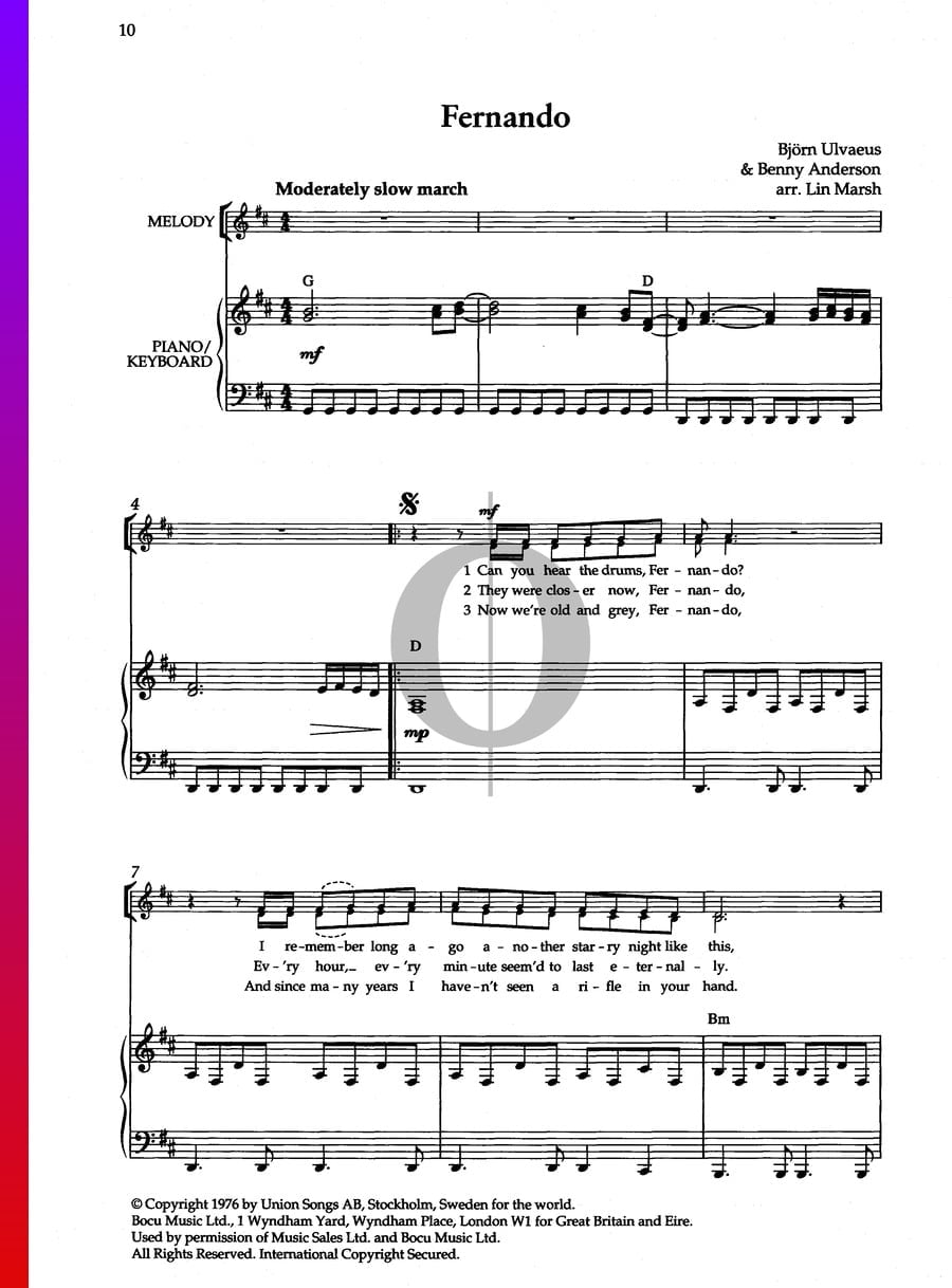 Fernando Sheet Music (Piano, Guitar, Voice) - PDF Download & Streaming ...