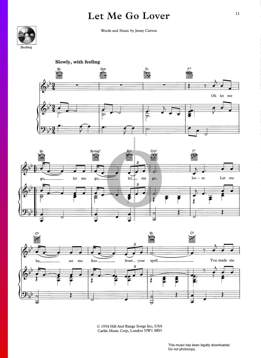Let Me Go Lover Sheet Music (Piano, Voice, Guitar) | PDF Download - OKTAV