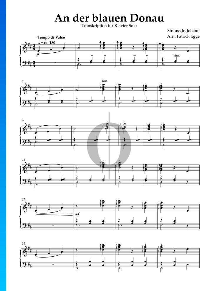 El Danubio azul, Op. 314 » Johann Strauss (Sohn) - Partituras de piano ...