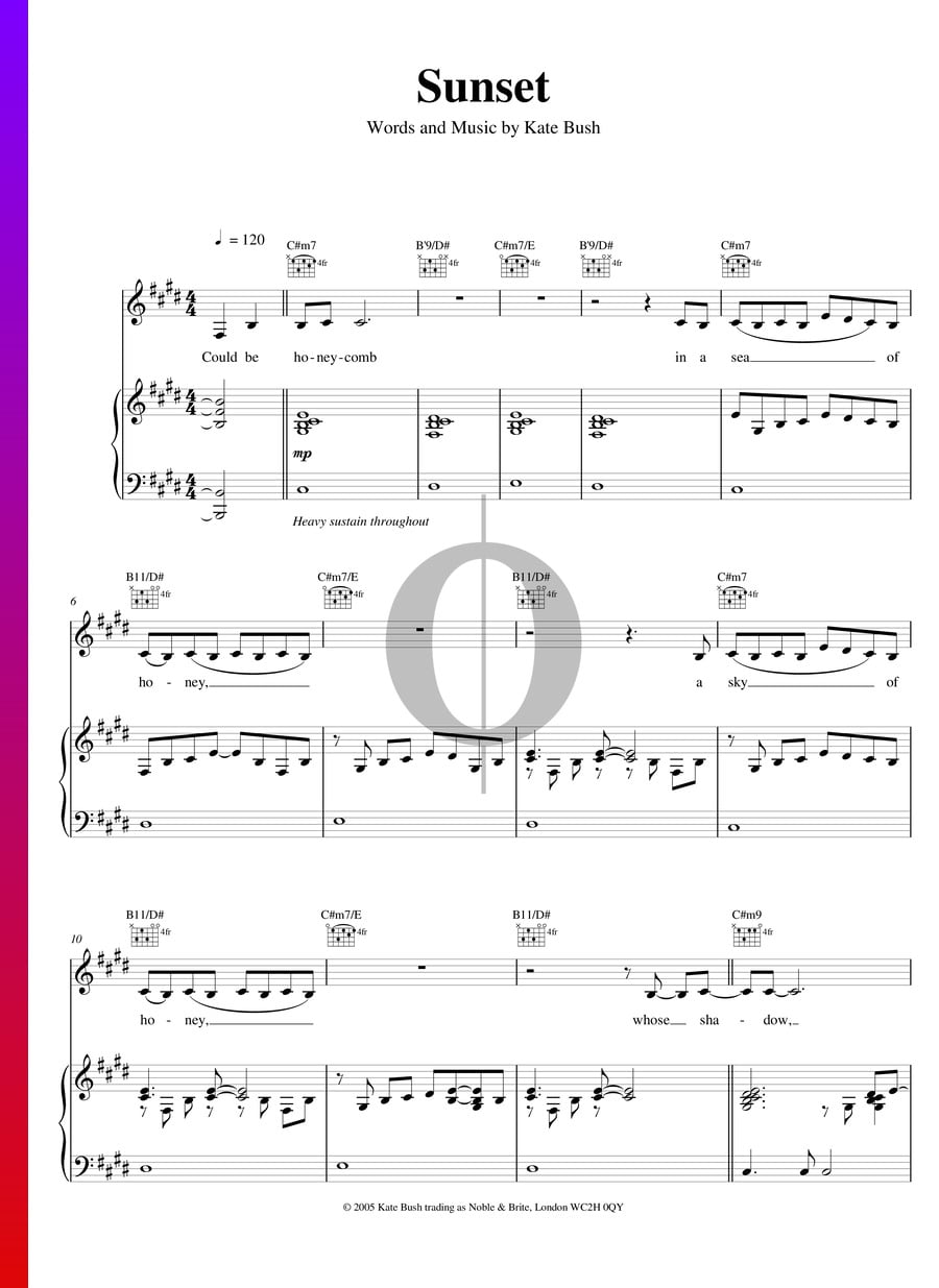 Sunset (Kate Bush) Piano Sheet Music - OKTAV