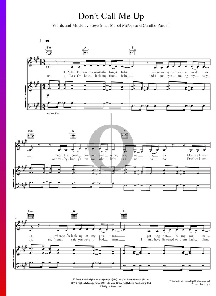 Don't Call Me Up (Mabel) Piano Sheet Music - OKTAV