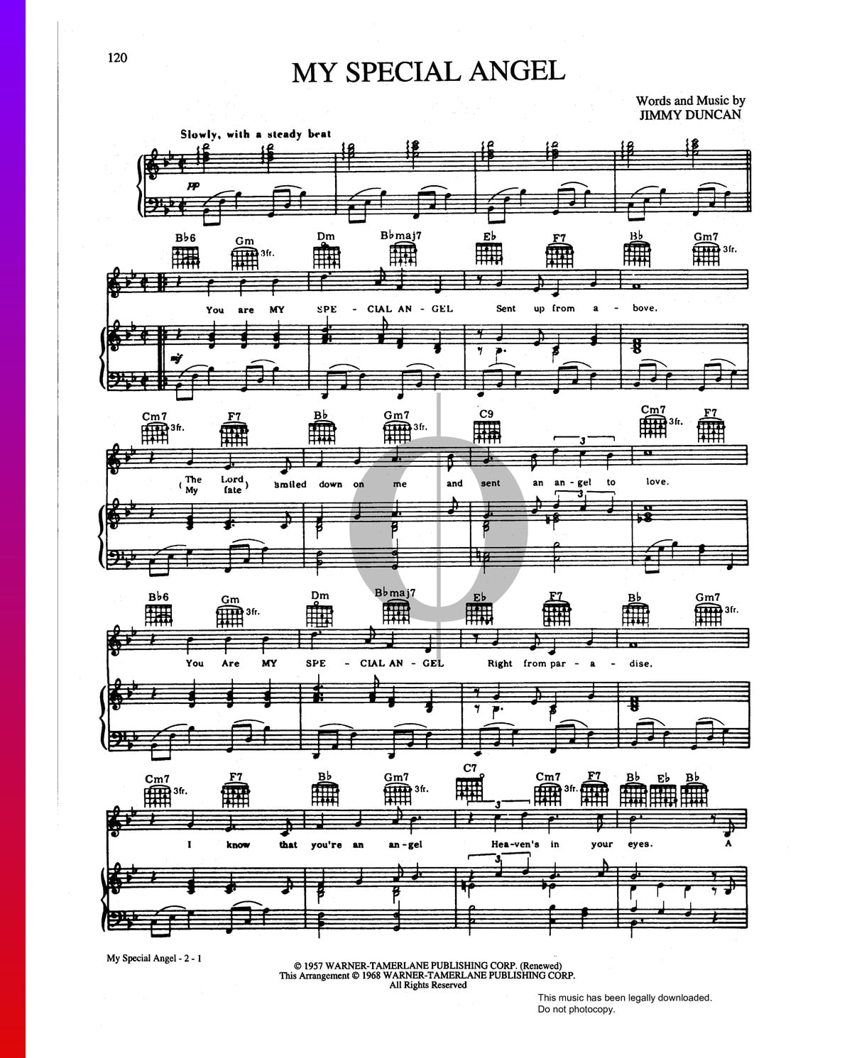 My Special Angel Bobby Helms Piano Sheet Music OKTAV