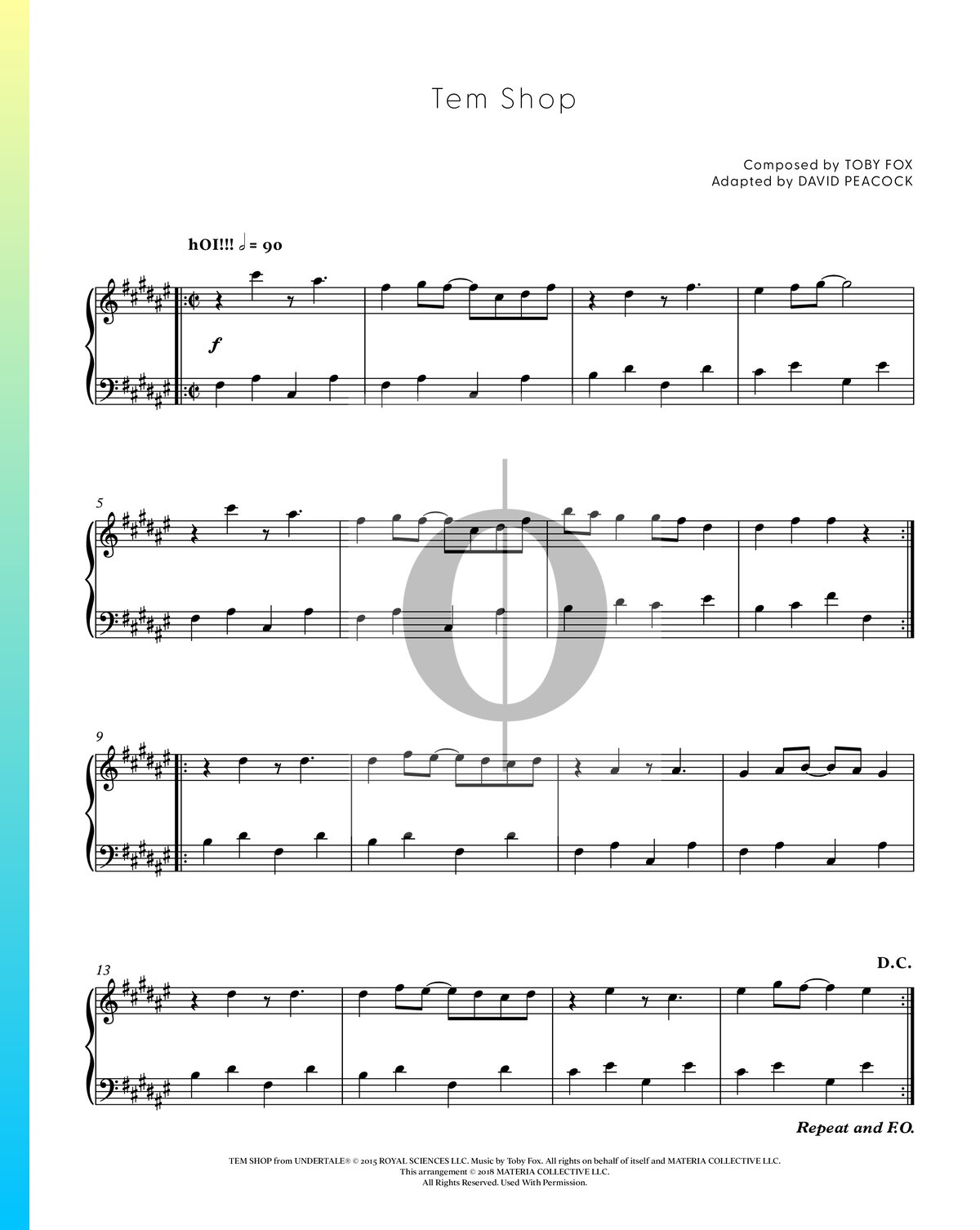 Tem Shop (Toby Fox) Piano Sheet Music - OKTAV