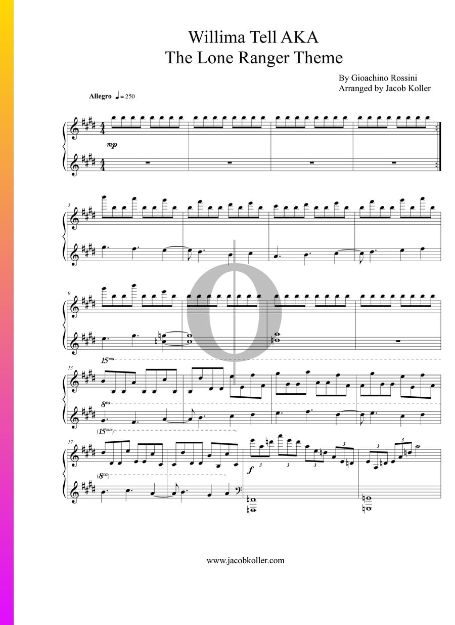 William Tell Overture (Jacob Koller) Piano Sheet Music - OKTAV