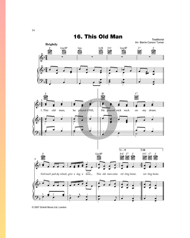 This Old Man (Anonymous) Piano Sheet Music - OKTAV