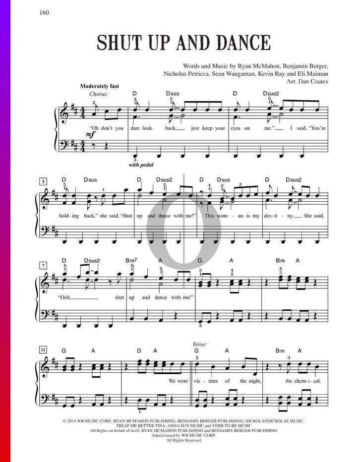 Shut Up And Dance (Walk the Moon) Piano Sheet Music - OKTAV