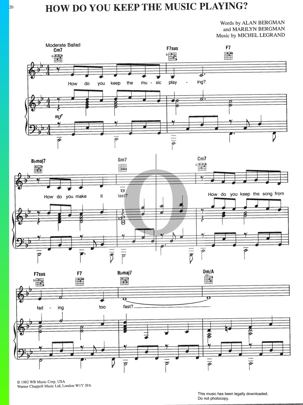 How Do You Keep The Music Playing Spartito Di Pianoforte Voce 