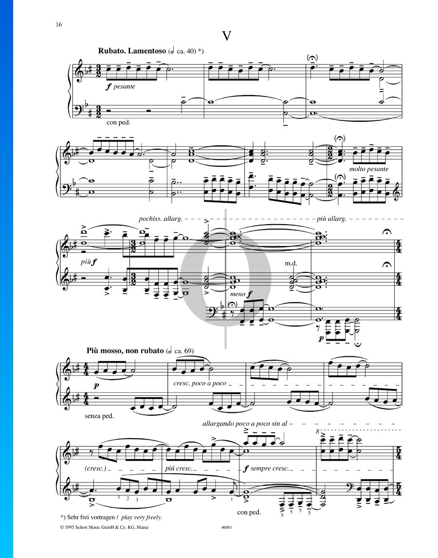 V - Rubato, Lamentoso (György Ligeti) Piano Sheet Music - OKTAV