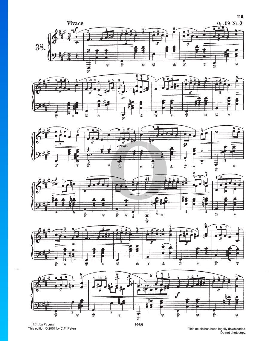 Mazurka in F-sharp Minor, Op. 59 No. 3 (Frédéric Chopin) Piano Sheet ...