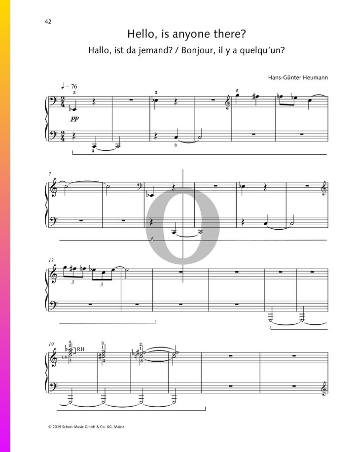 Hello, is anyone there? (Hans-Günter Heumann) Piano Sheet Music - OKTAV