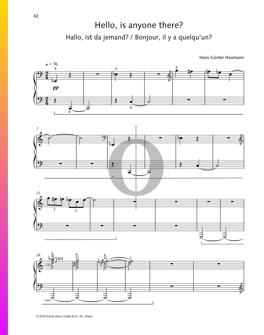 Hello, is anyone there? (Hans-Günter Heumann) Piano Sheet Music - OKTAV