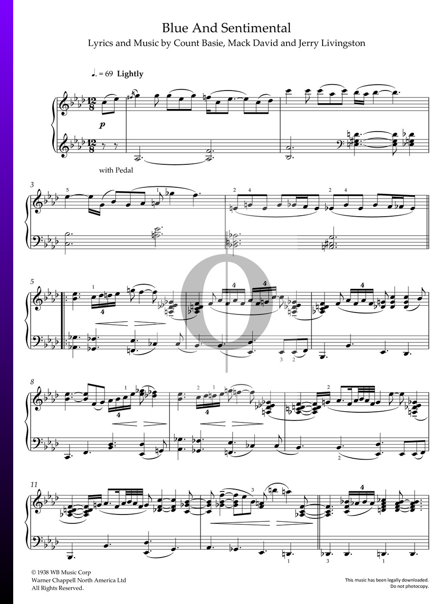 Blue And Sentimental (Count Basie) Piano Sheet Music - OKTAV