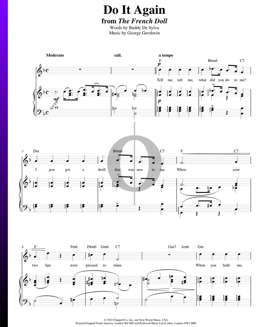 Do It Again! (George Gershwin) Piano Sheet Music - OKTAV