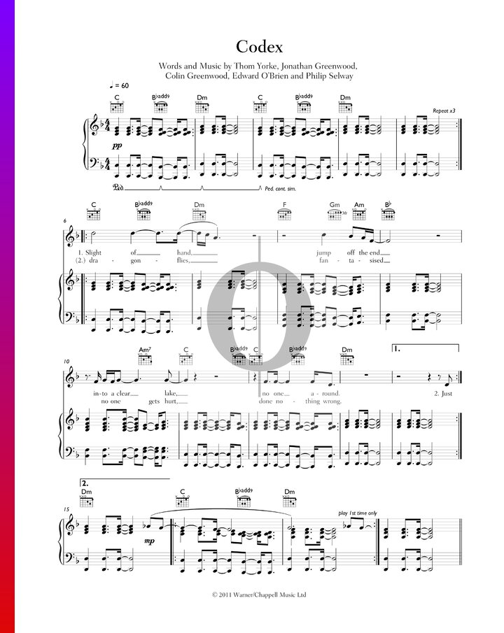 Codex (Radiohead) Piano Sheet Music - OKTAV
