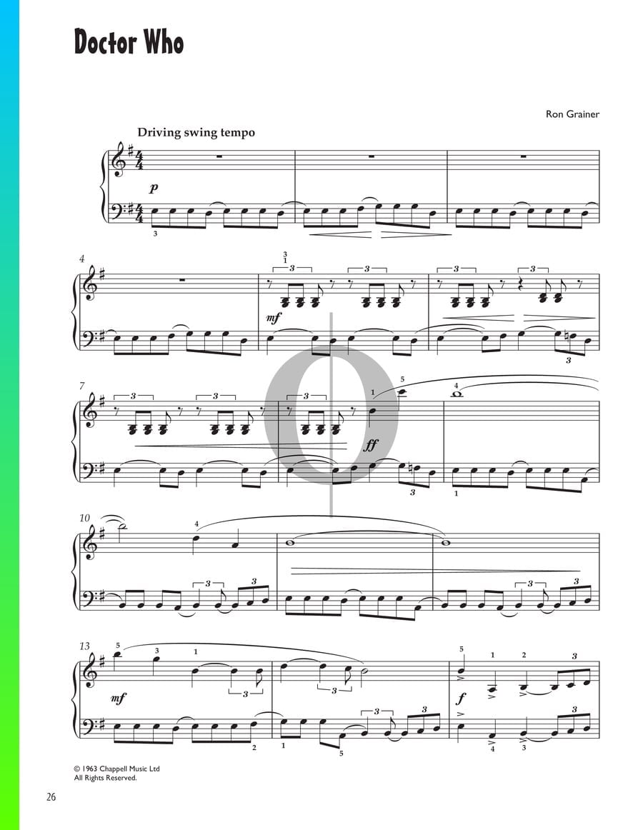 Doctor Who Theme Piano Sheet Music from Doctor Who by Ron Grainer - OKTAV