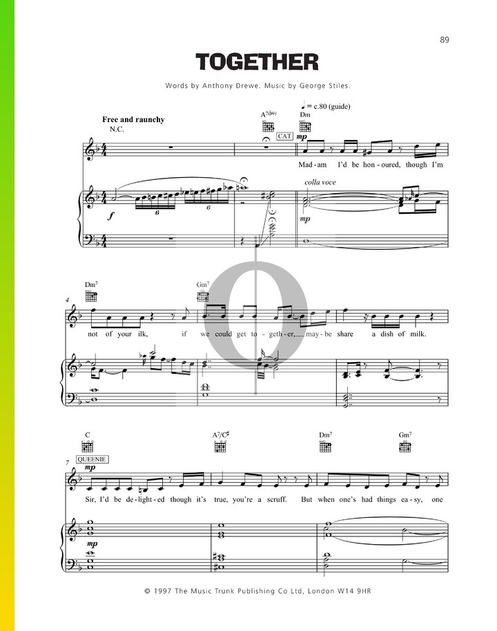 Together (George Stiles) Piano Sheet Music - OKTAV