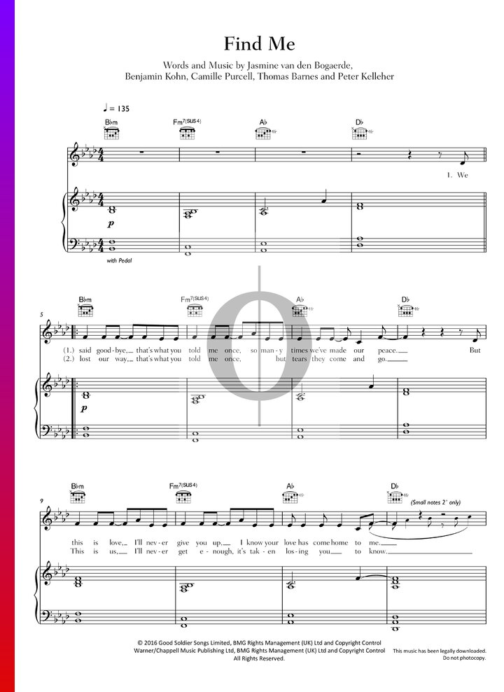 Find Me (Sigma, Birdy) Piano Sheet Music - OKTAV